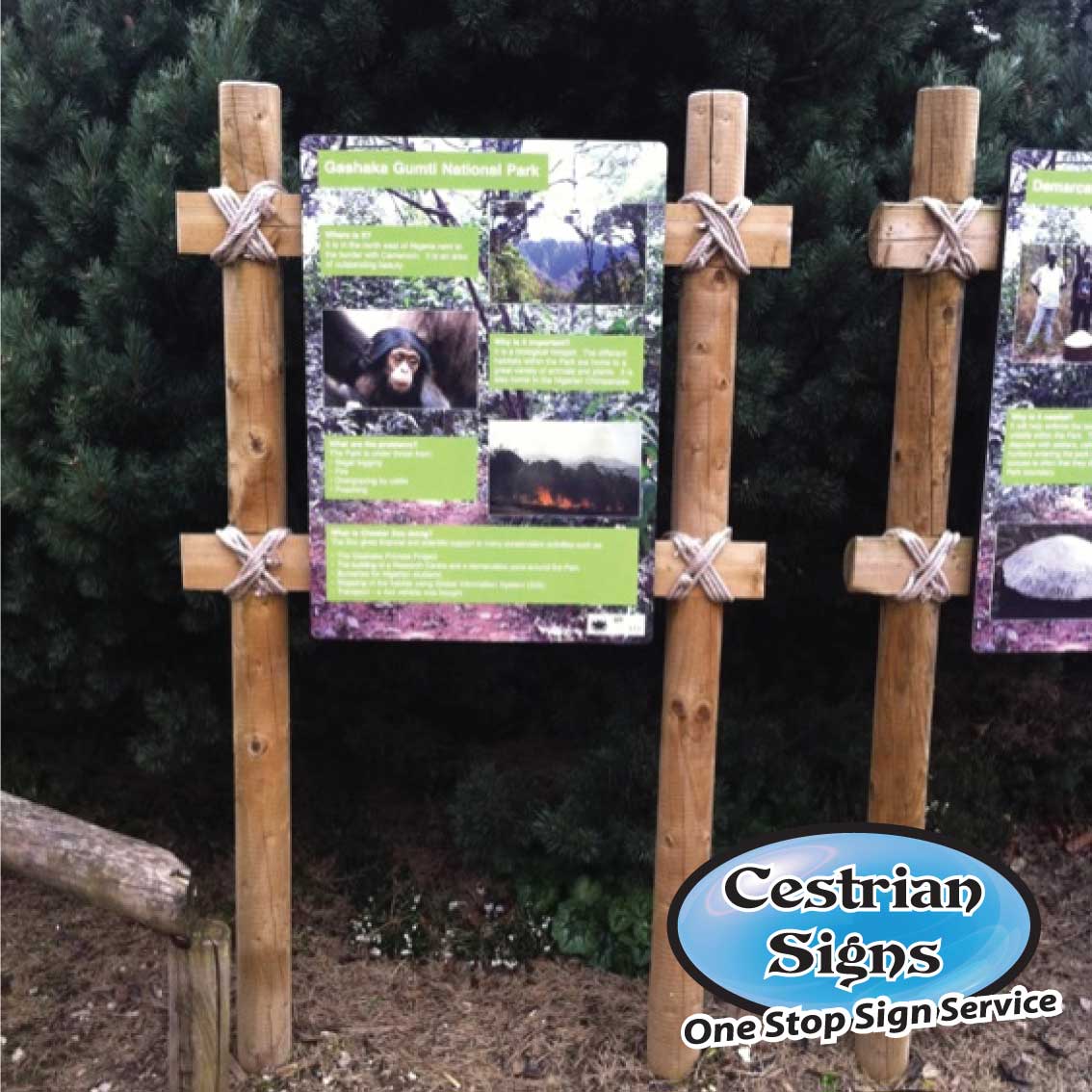 Outdoor Wooden Interpretation Sign Display - Cestrian Signs