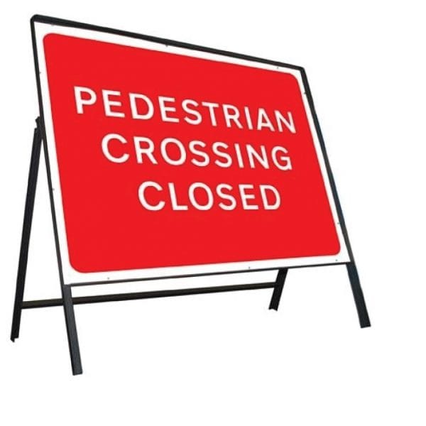 Pedestrian Crossing Closed Stanchion Sign | Cestrian Signs