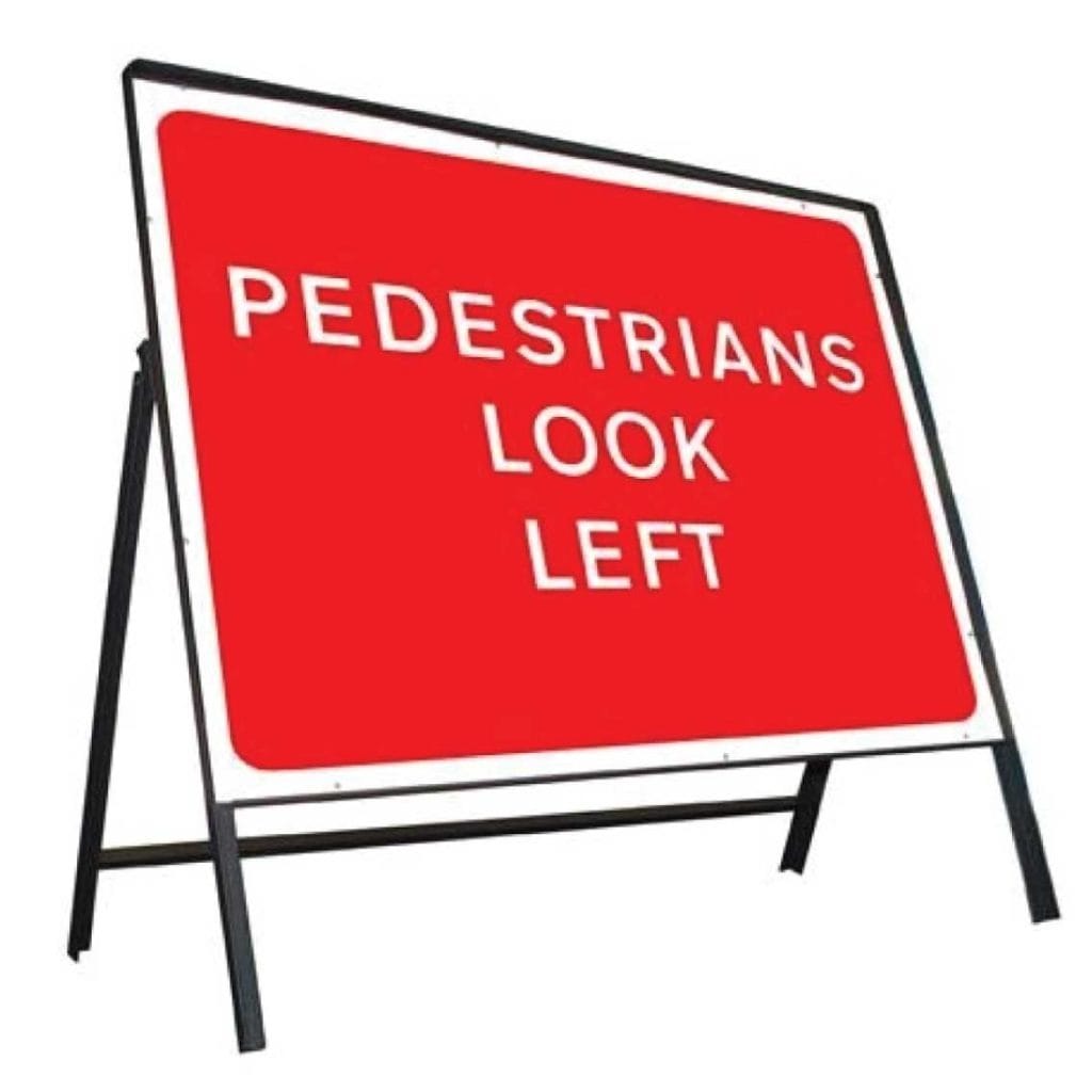Pedestrians Keep Left Stanchion Sign - Cestrian Signs