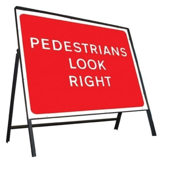 Pedestrians Look Right Sign Complete | Cestrian Signs