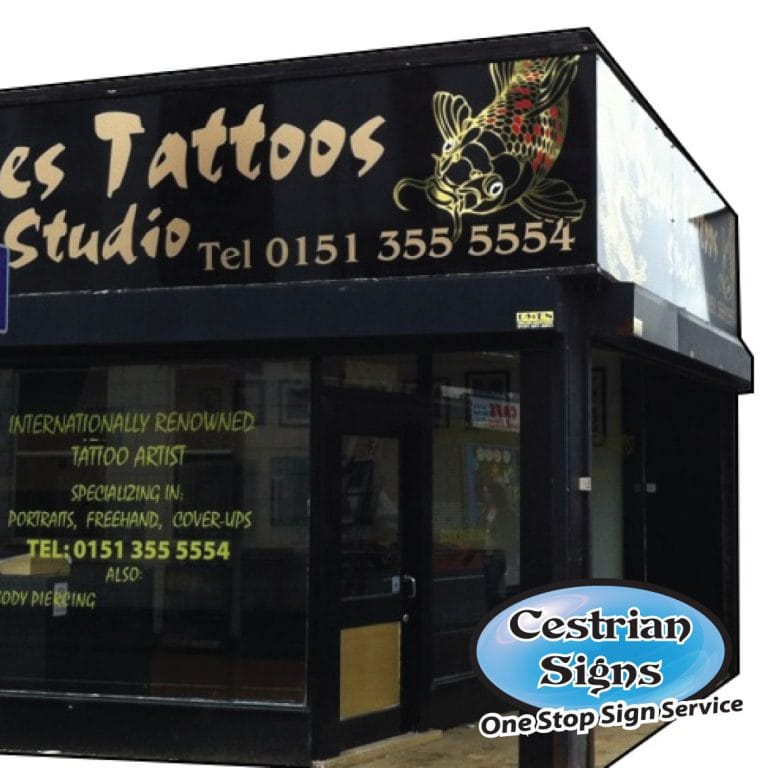 Tattoo Studio Shop Fascia and Window Signs - Cestrian Signs
