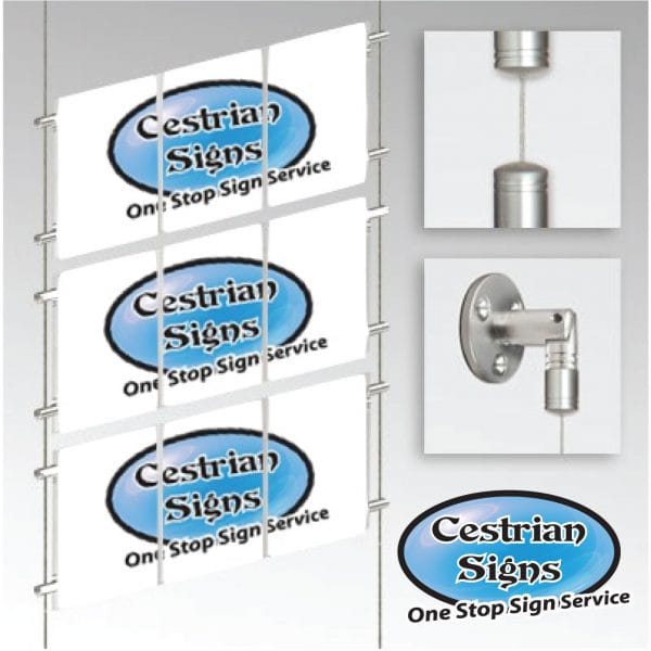 Floor To Ceiling Wire Cable Display Kit A1 A2 A3 A4 | Cestrian Signs