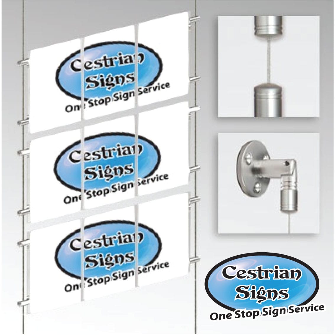 Floor To Ceiling Wire Cable Display Kit A1 A2 A3 A4 | Cestrian Signs