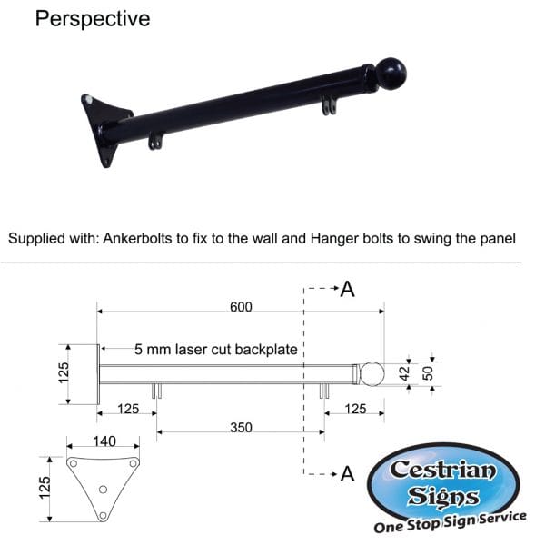 Hanging Projecting Shop Sign Bracket 1 600mm - Cestrian Signs