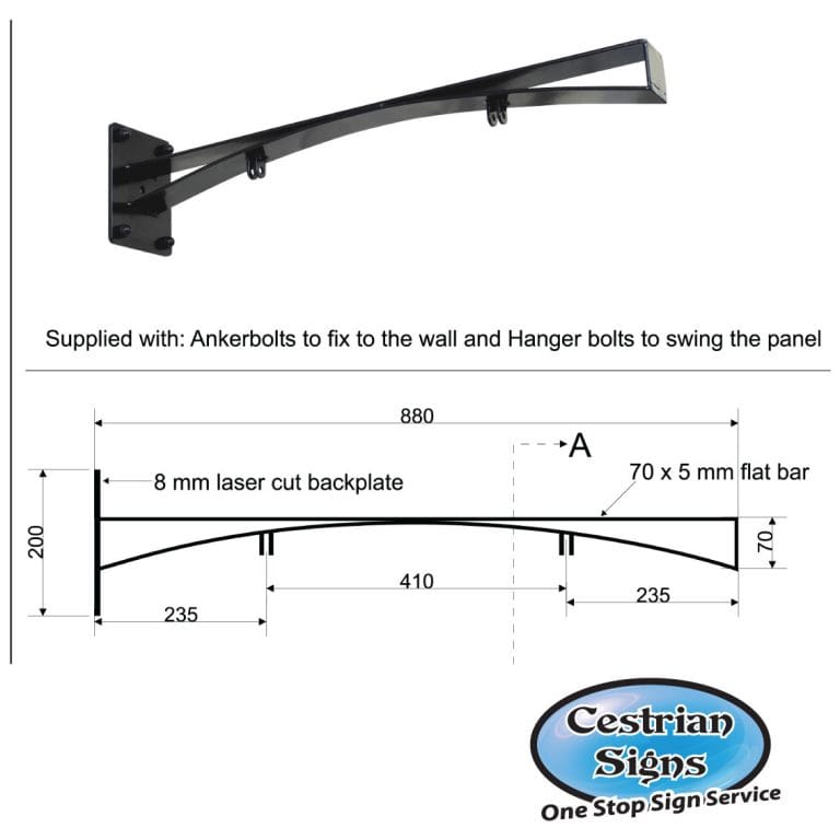 Projecting Hanging Shop Sign Bracket 8 870mm - Cestrian Signs