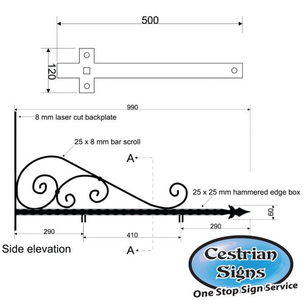 Projecting Hanging Shop Sign Bracket 5 980mm - Cestrian Signs