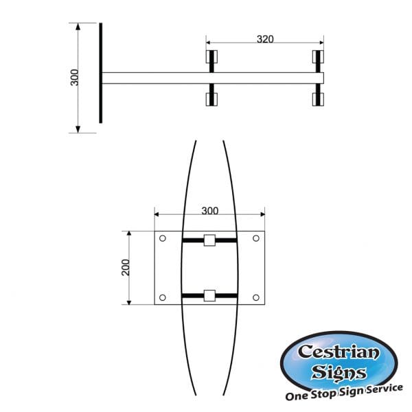 Projecting Fixed Shop Sign Bracket 14 600 mm x 820 mm | Cestrian Signs