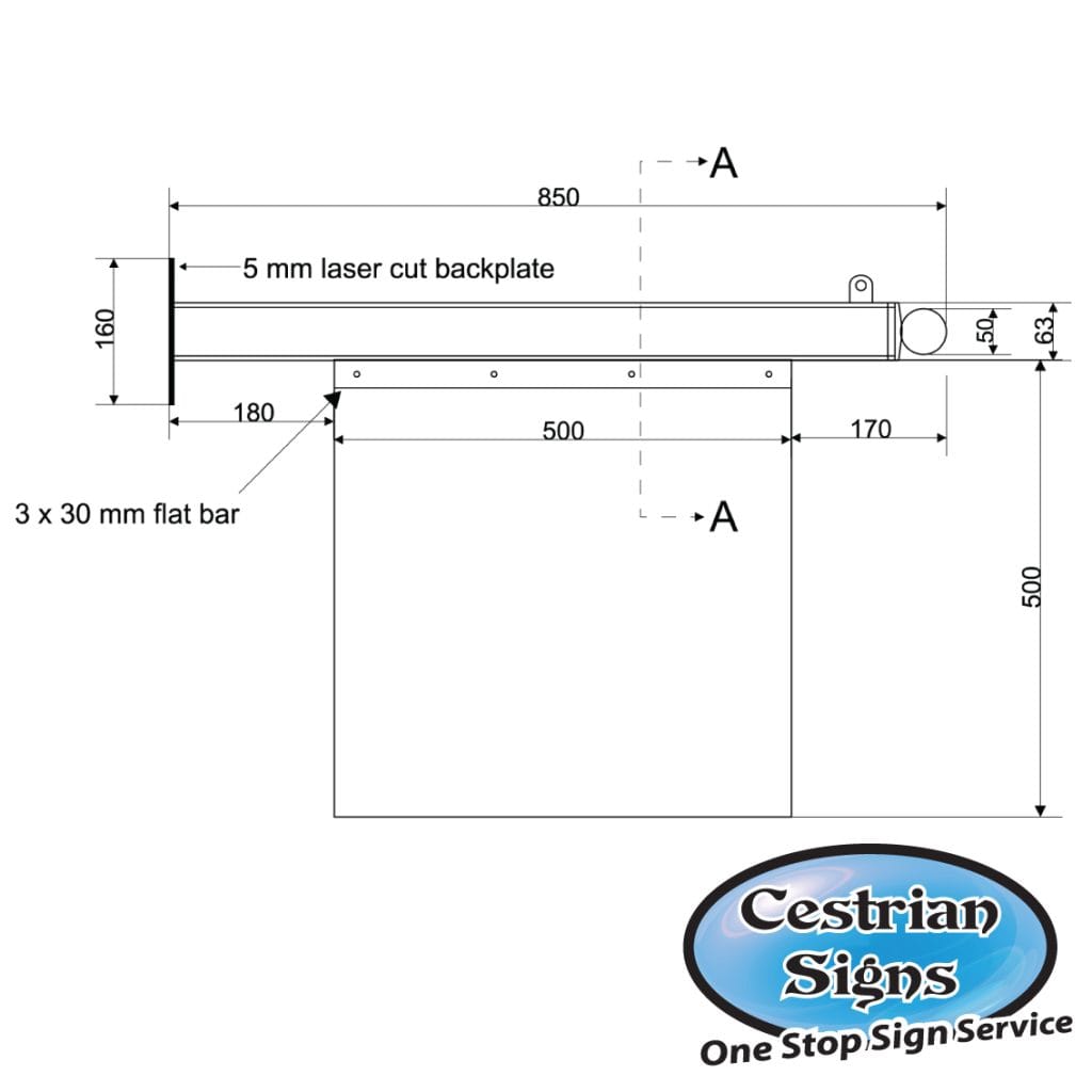 Projecting Fixed Shop Sign Bracket 16 850mm - Cestrian Signs