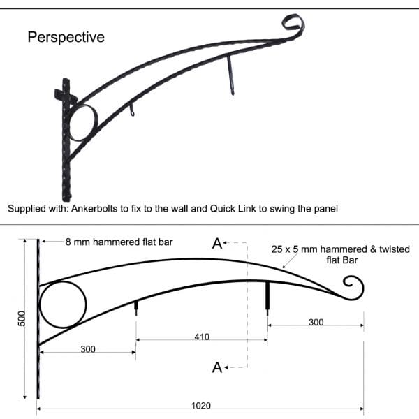 Projecting Hanging Shop Sign Bracket 15 1020mm - Cestrian Signs