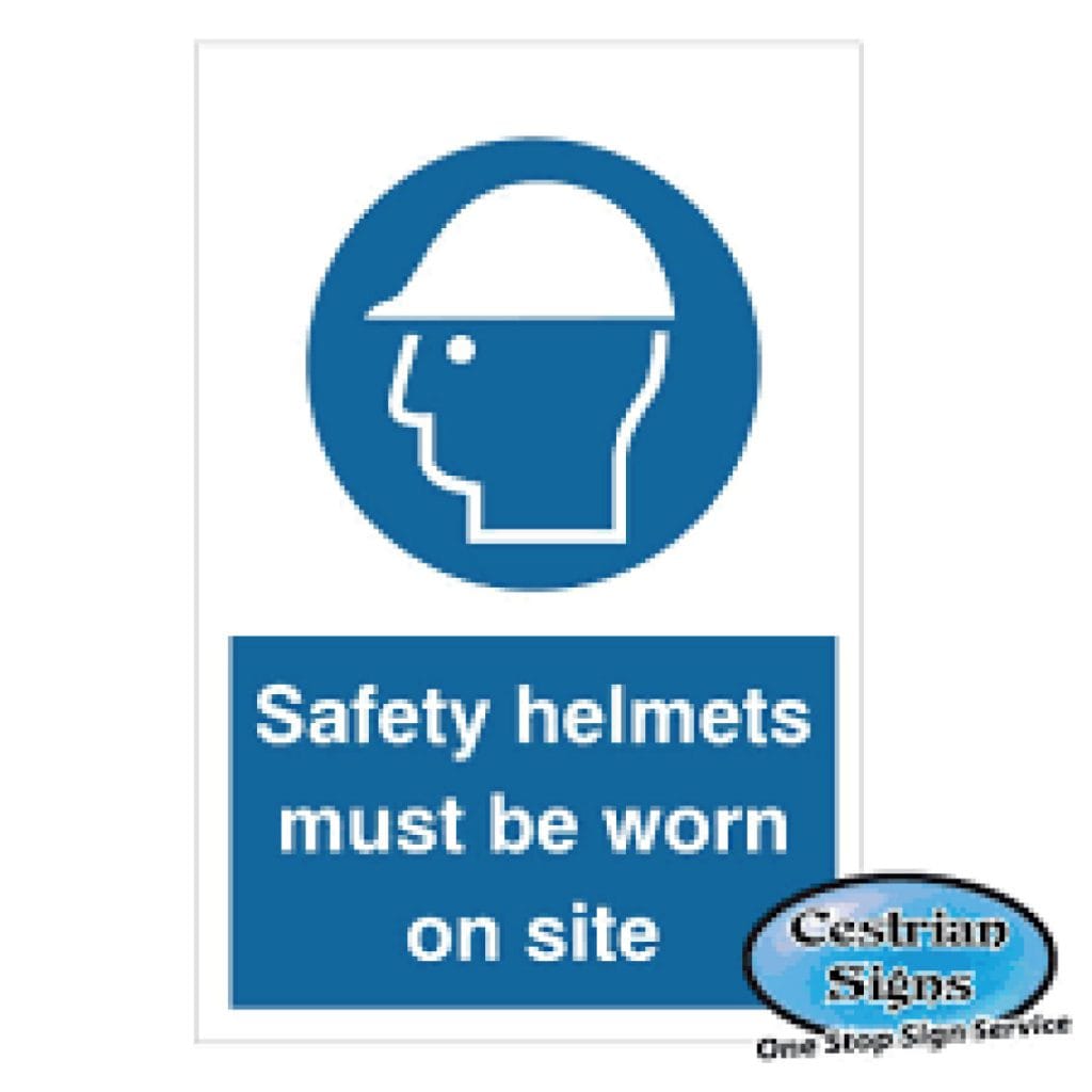 Safety Helmets must be worn logo signs 300mm x 400mm - Cestrian Signs