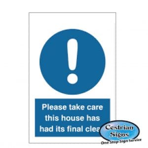 Construction site final clean sign 400mm x 600mm - Cestrian Signs