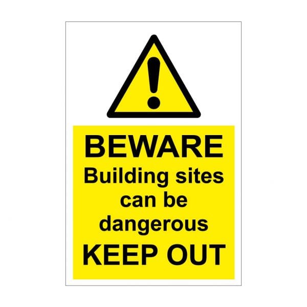 Danger Building site keep out signs 400mm x 600mm - - Cestrian Signs