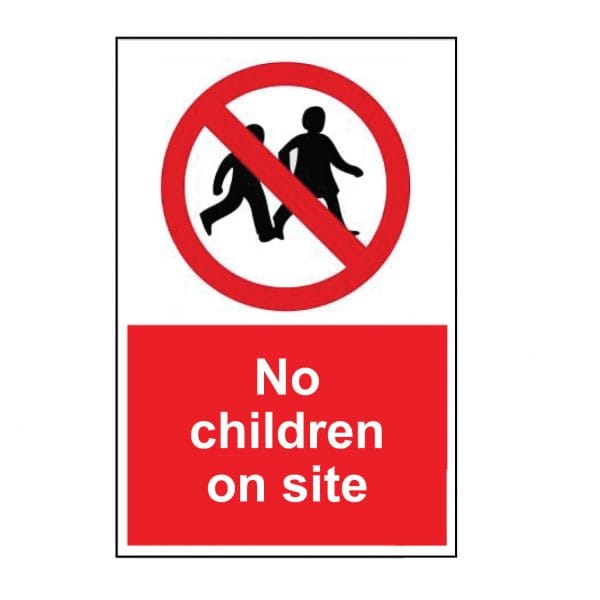 No children on site safety sign 400mm x 600mm - Cestrian Signs