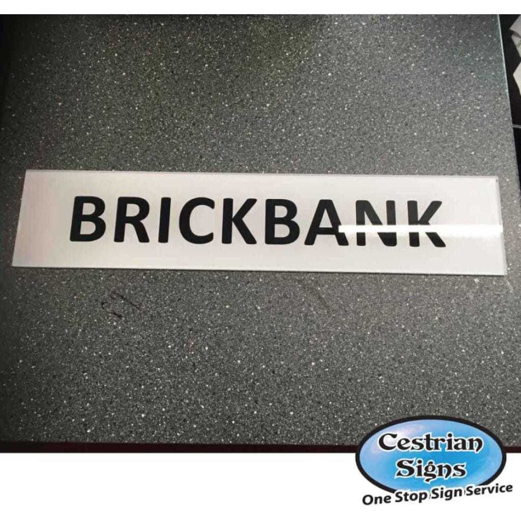 Perspex office sign with black lettering - Cestrian Signs