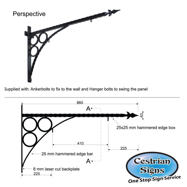 Hanging Projecting Shop Sign Bracket - Cestrian Signs