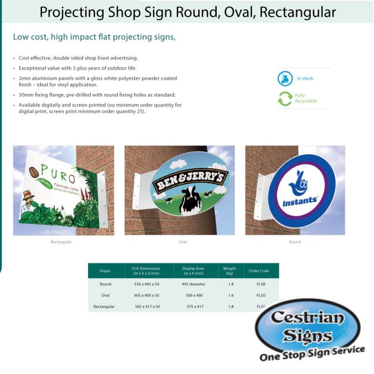 Projecting Shop Sign Round - Cestrian Signs