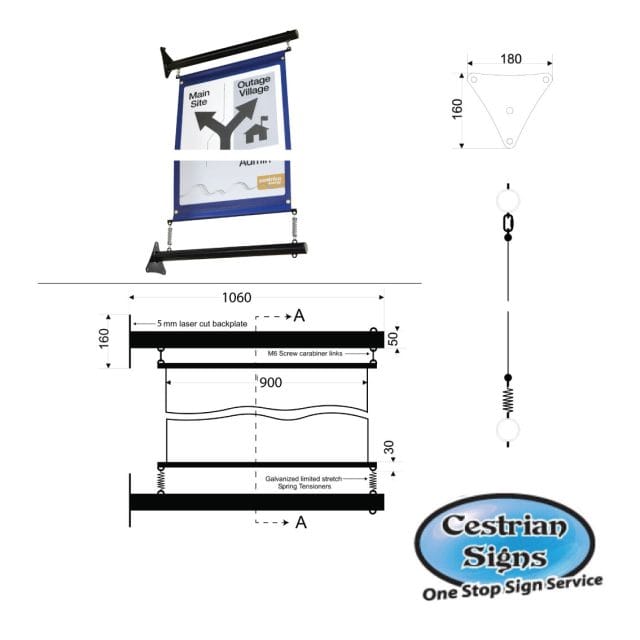 Projecting Wall Mounted Banner System 900 mm - - Cestrian Signs