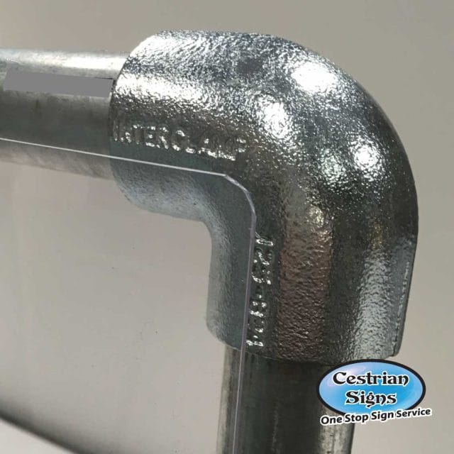 Free standing Sneeze guard screen metal frame - Cestrian Signs
