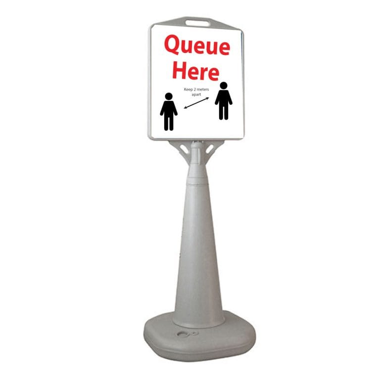 Queue 2 metres apart free standing sign | Cestrian Signs