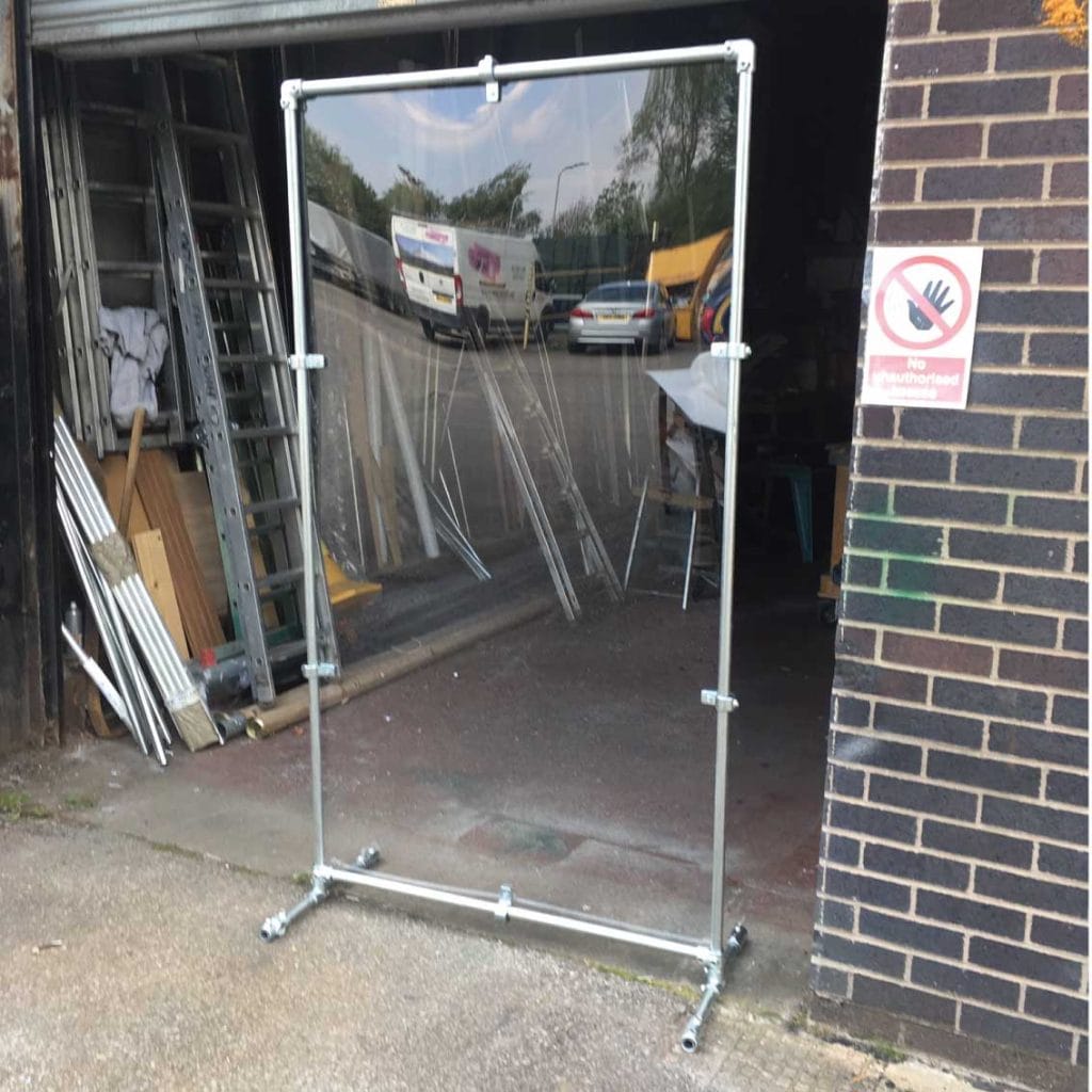 Free standing Sneeze guard screen metal frame - Cestrian Signs