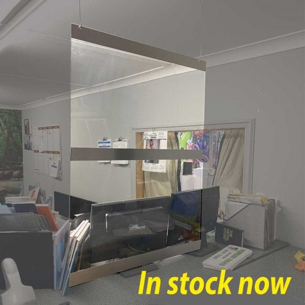 Hanging plastic sneeze guard screen - Cestrian Signs