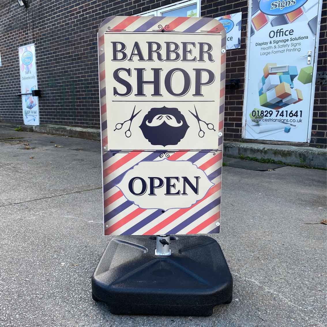 Barbers Shop Spinning Pavement Sign
