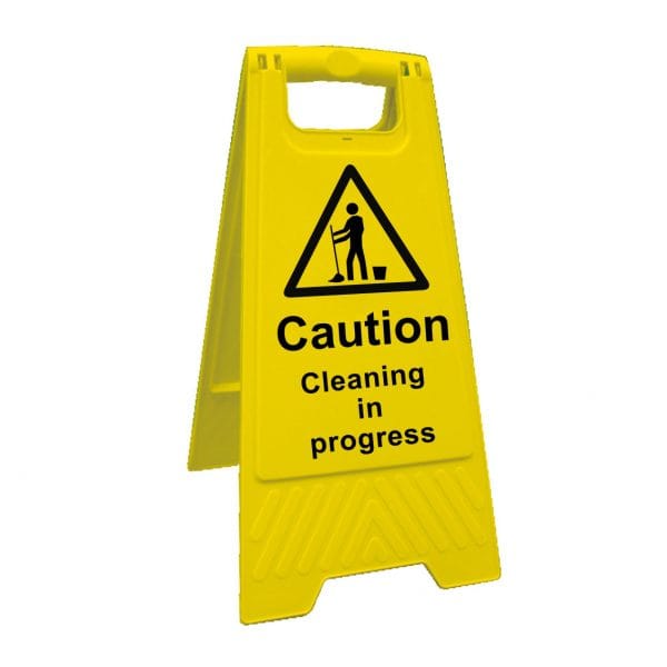 Caution cleaning in progress floor sign