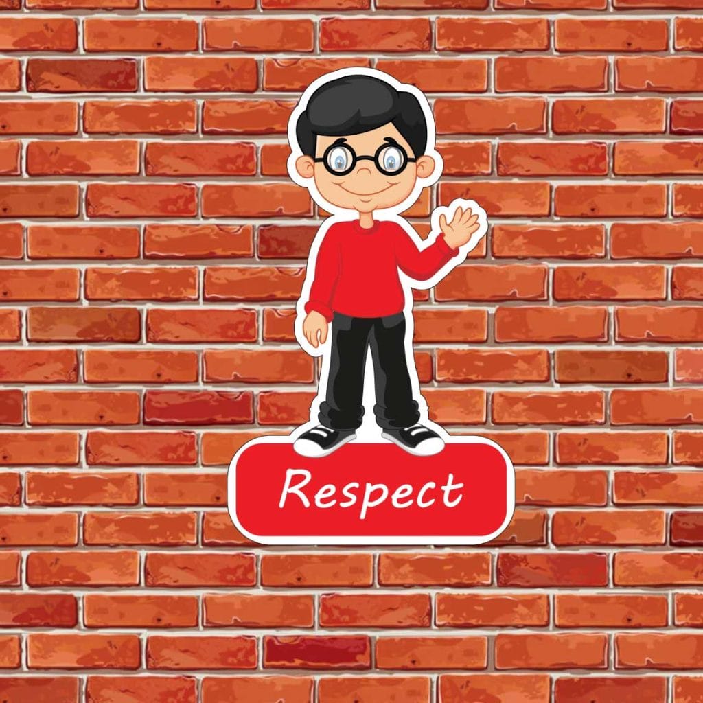 School core values wall or fence respect sign - Cestrian Signs