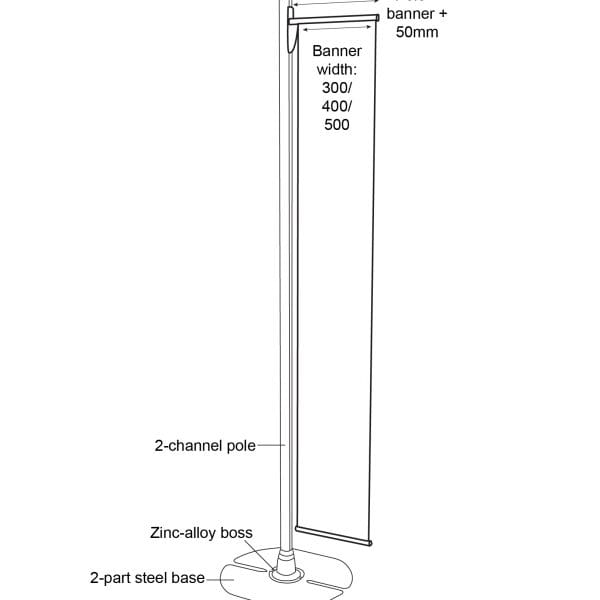 Banner Arm 300mm INCLUDING DOUBLE-SIDED BANNER | Cestrian Signs