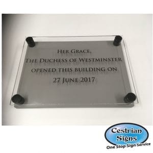 Perspex opening ceremony plaque | Cestrian Signs