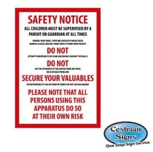 Bouncy castle disclaimer sign - Cestrian Signs